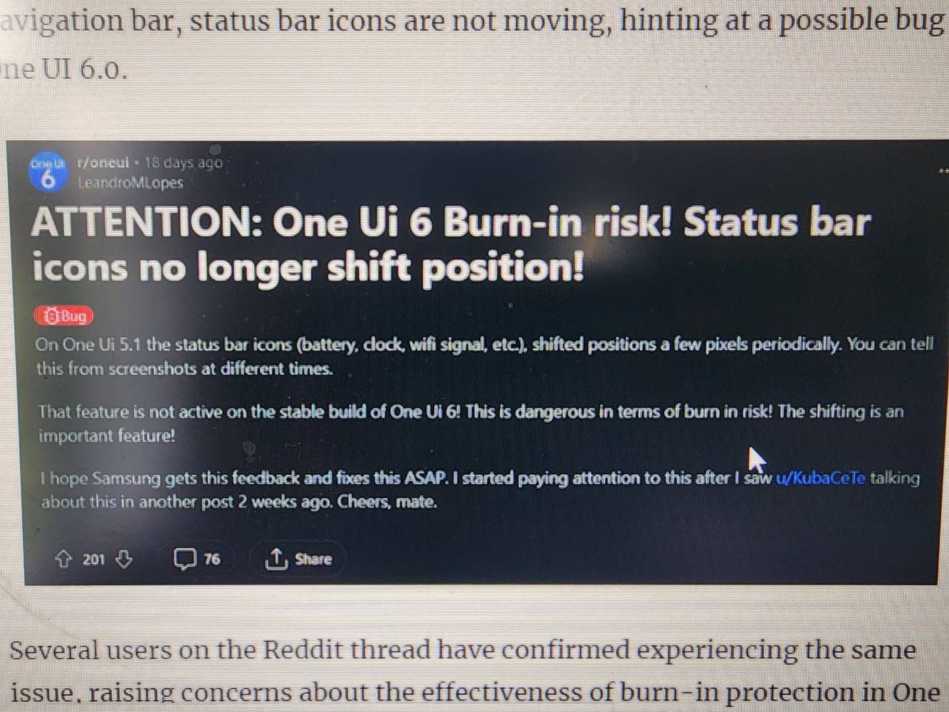 Screen burn issues with One UI 6? - Samsung Members