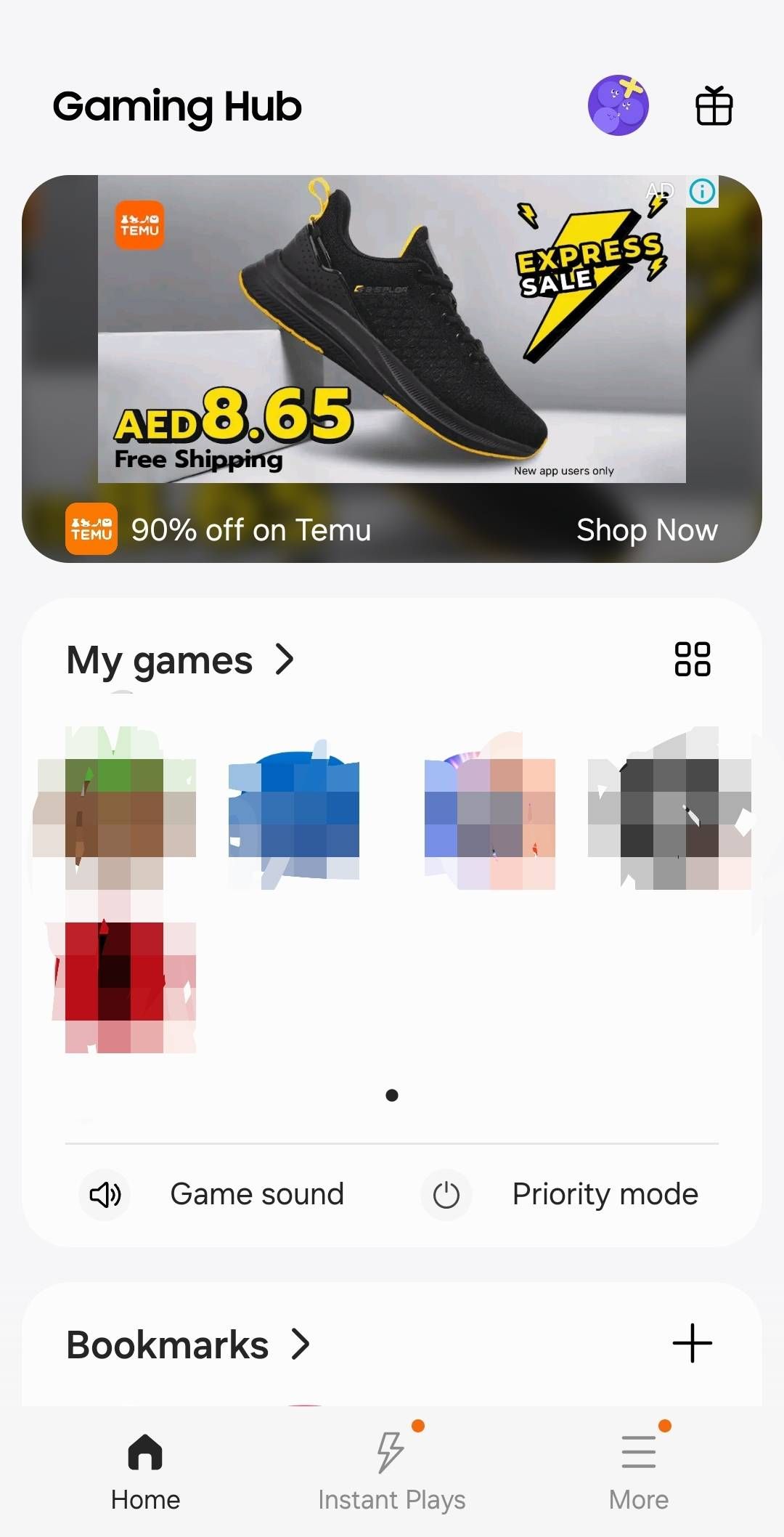 Ads on gaming hub - Samsung Members