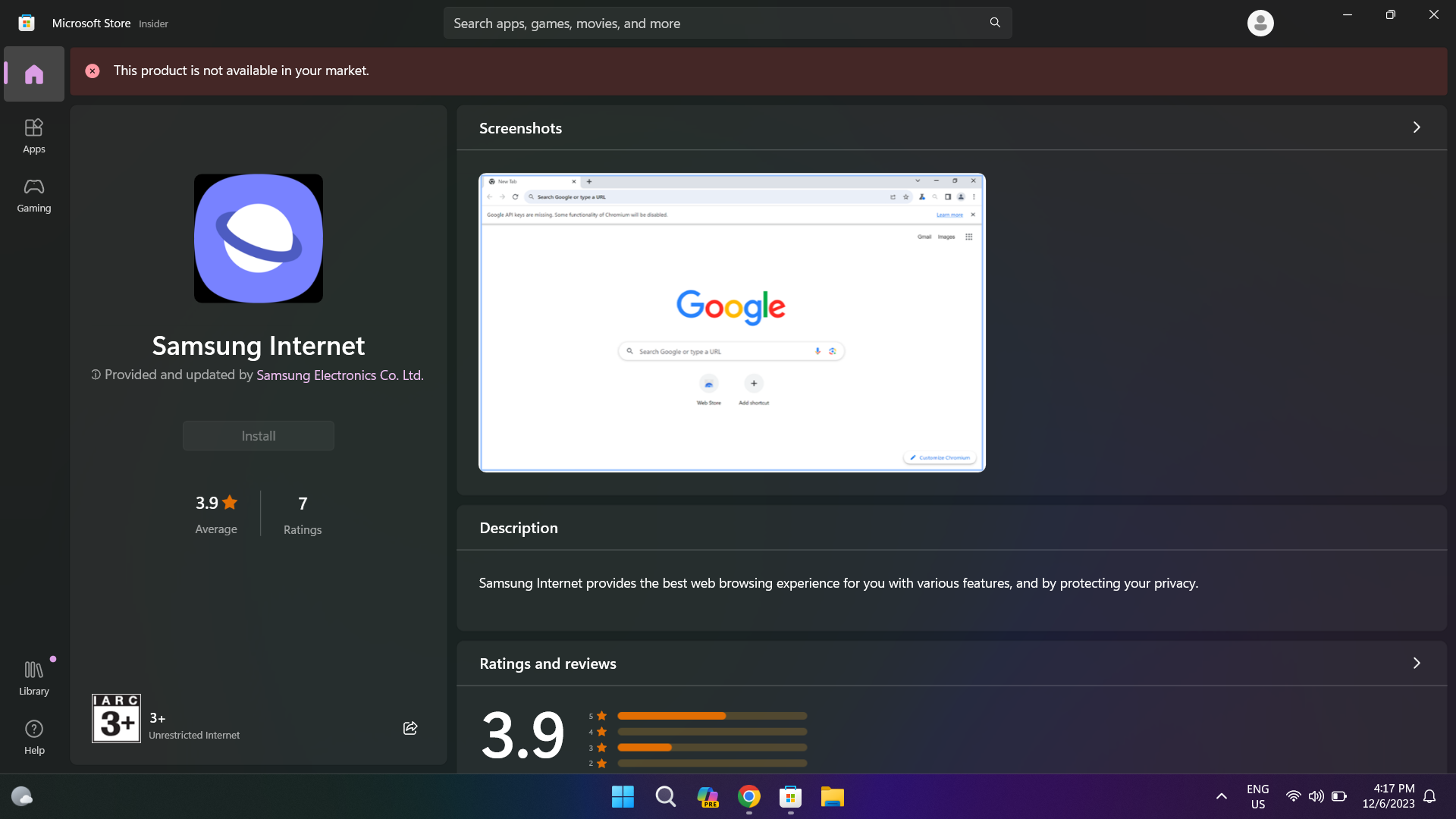 Unable to download Samsung Internet for pc - Samsung Members