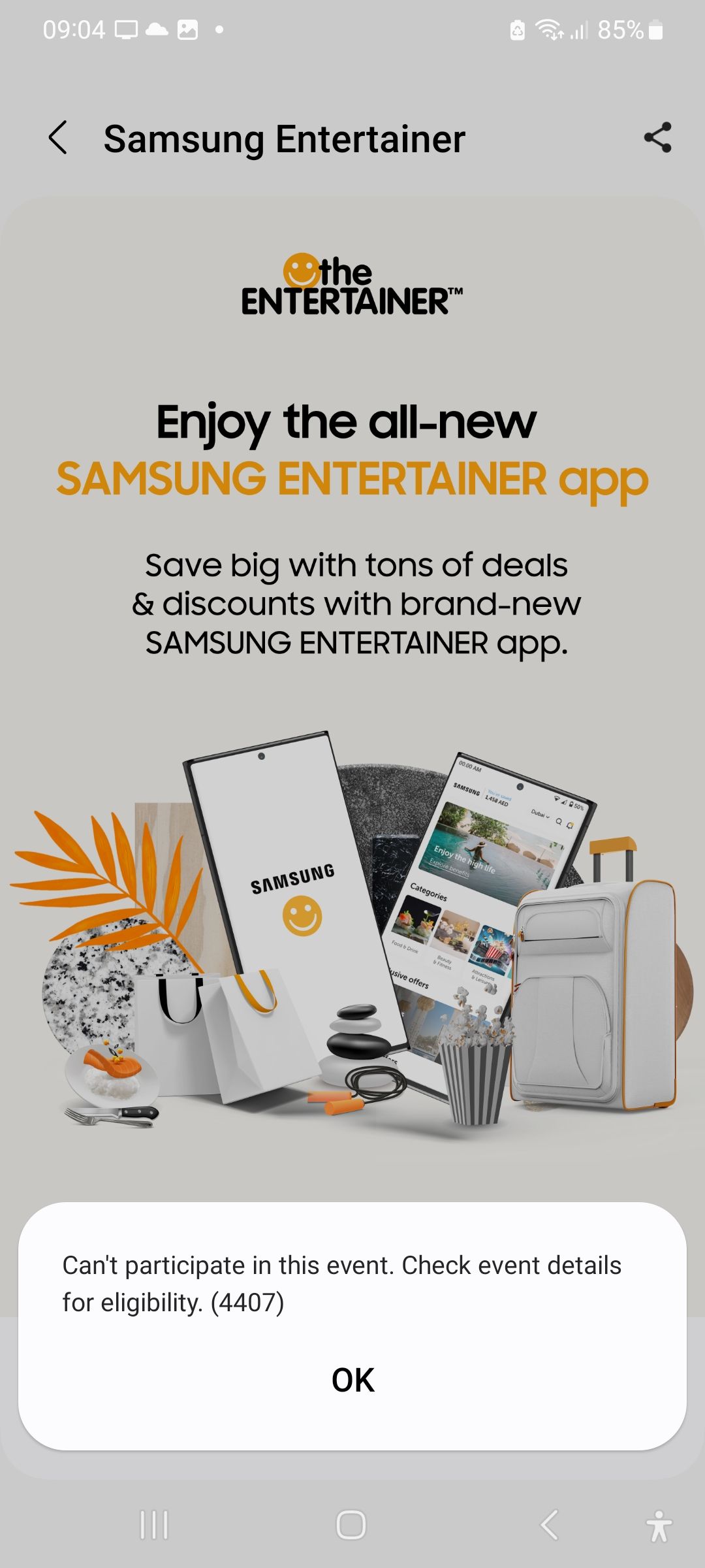 The Entertainer app is not giving me the voucher c... - Samsung Members