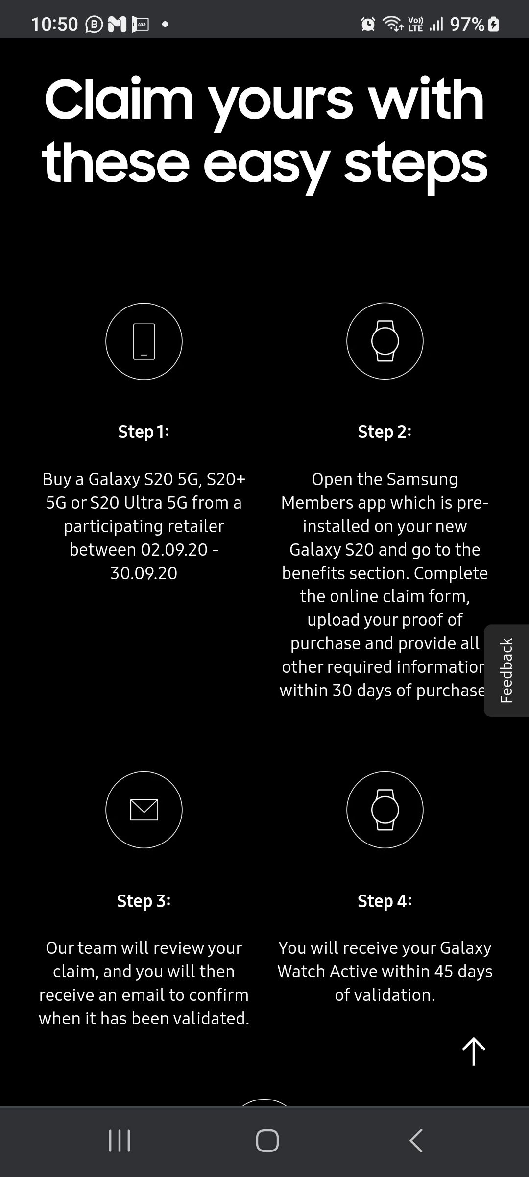 Claim Galaxy watch on Galaxy S20? - Samsung Members