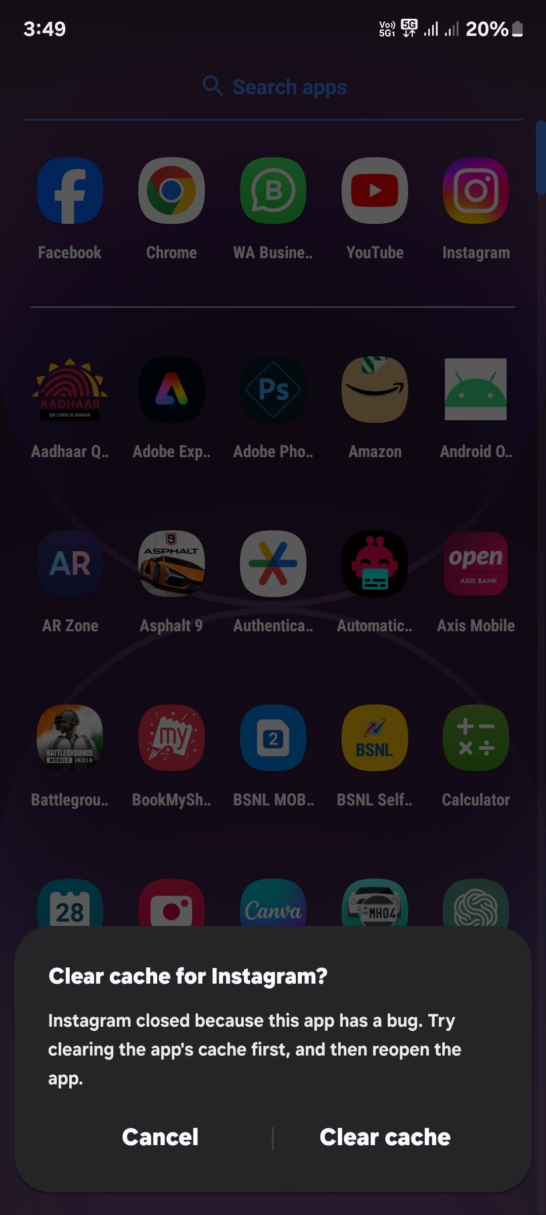 Instagram bug - Samsung Members