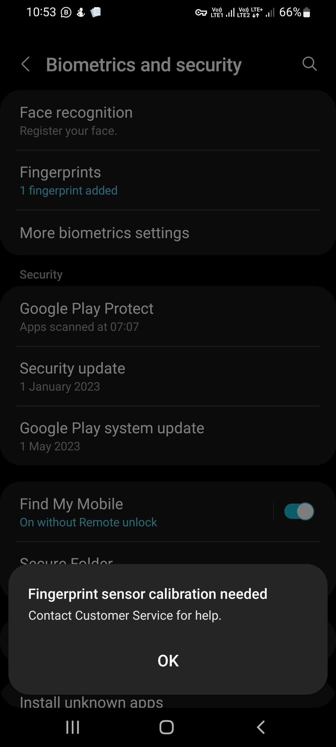 Fingerprint sensor calibration needed - Samsung Members