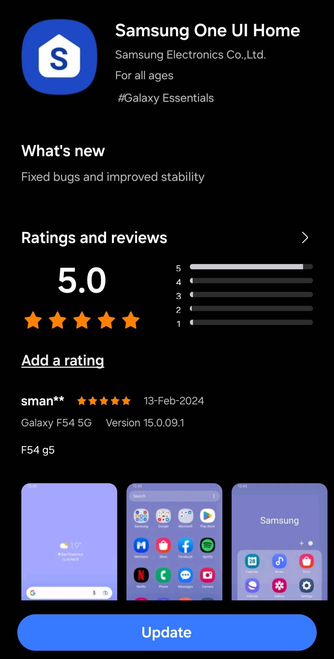 Samsung One UI Home update available. - Samsung Members