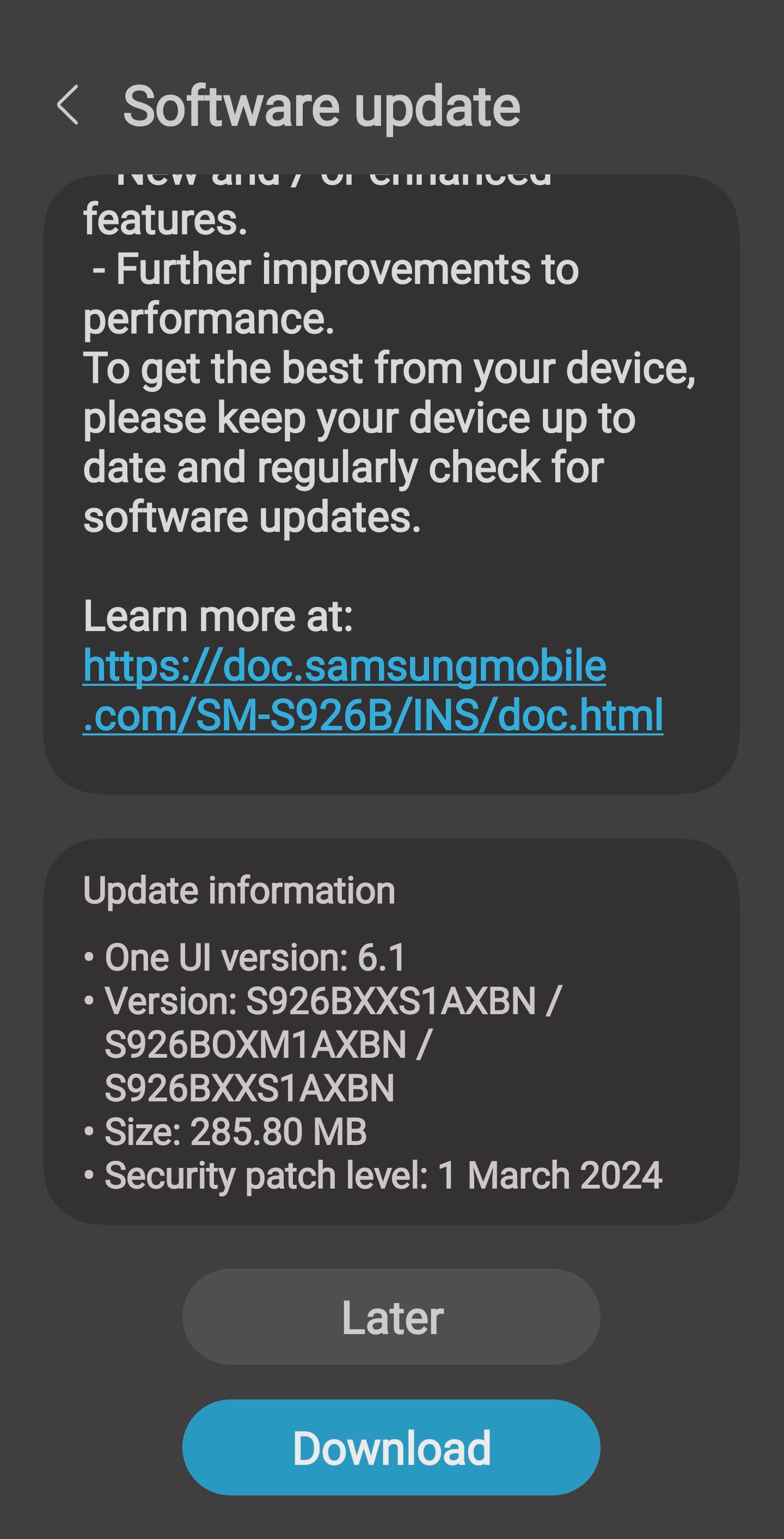 S24 Plus March Security Update - Samsung Members