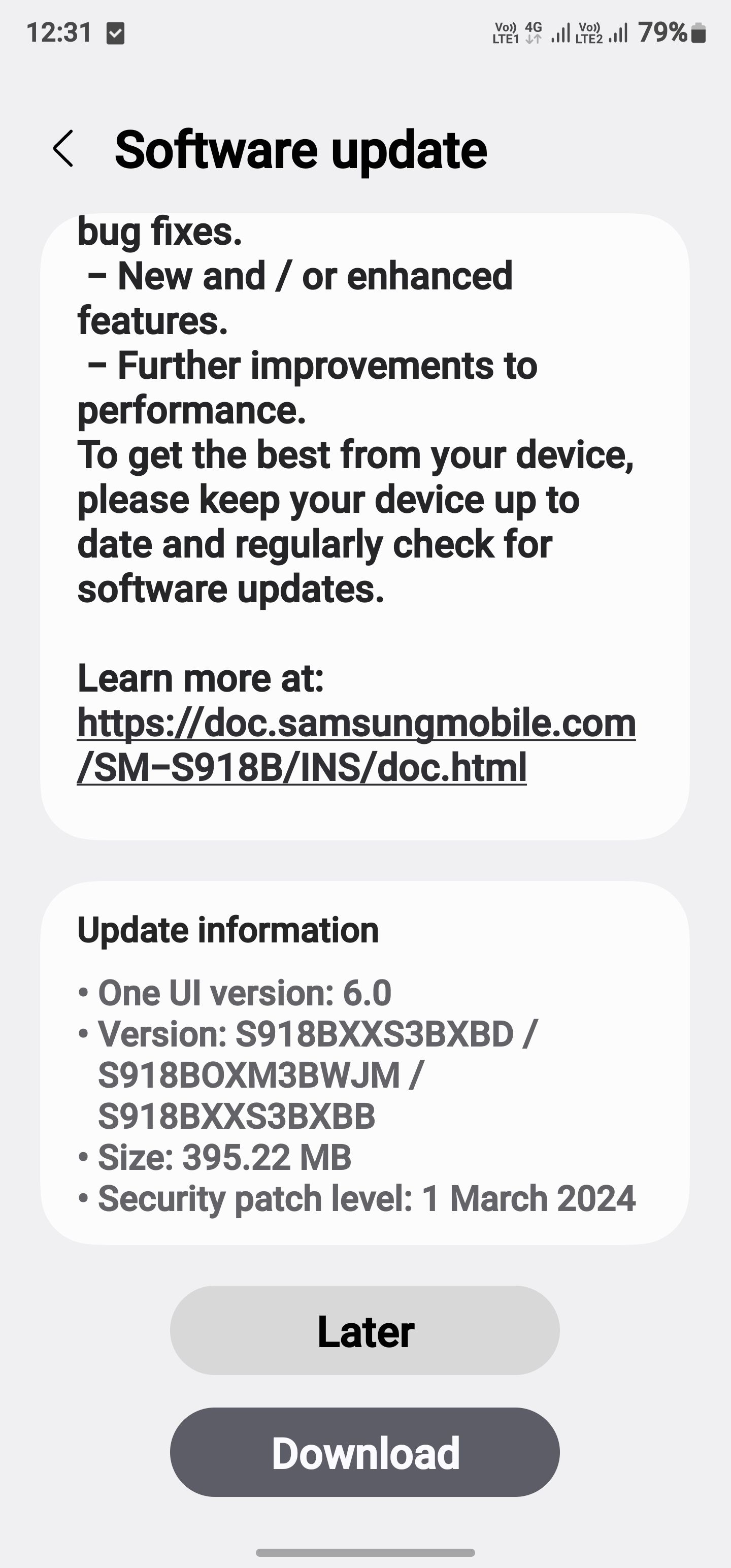 Solved: S23 Ultra March security patch available... No UI ... - Samsung Members
