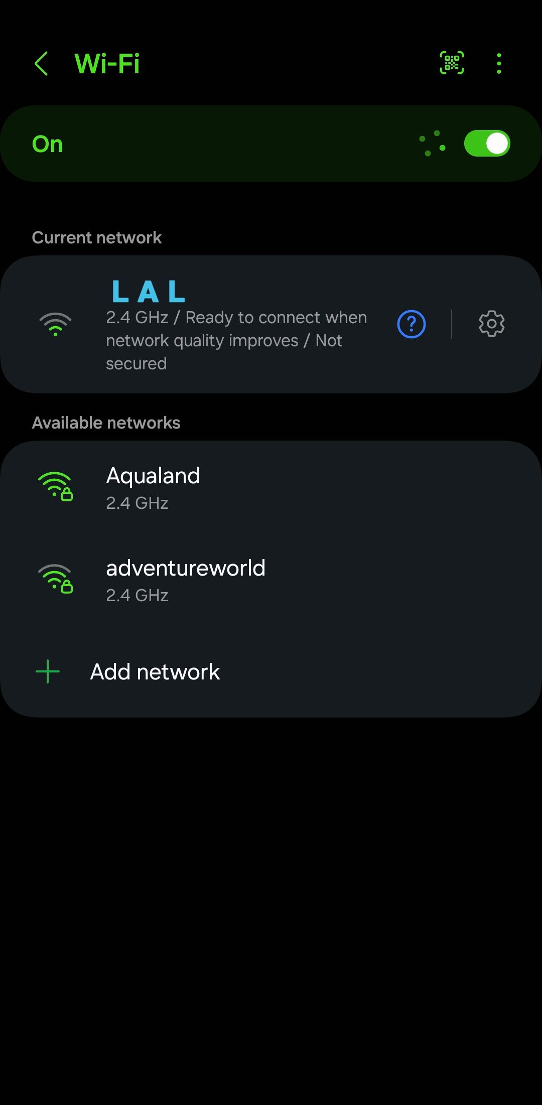 wifi with coloured wifi name (ssid) - Samsung Members