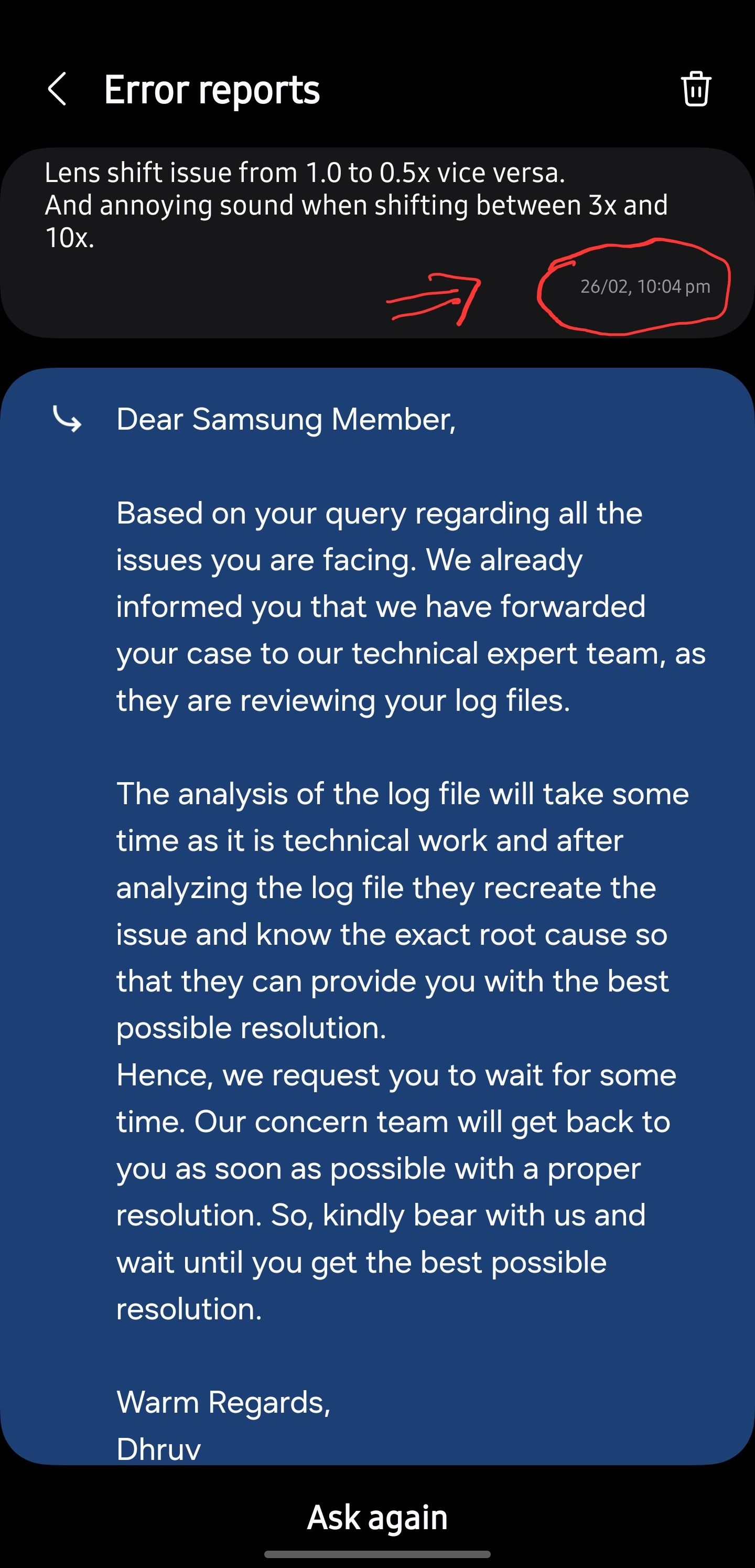 Samsung Error report - Samsung Members