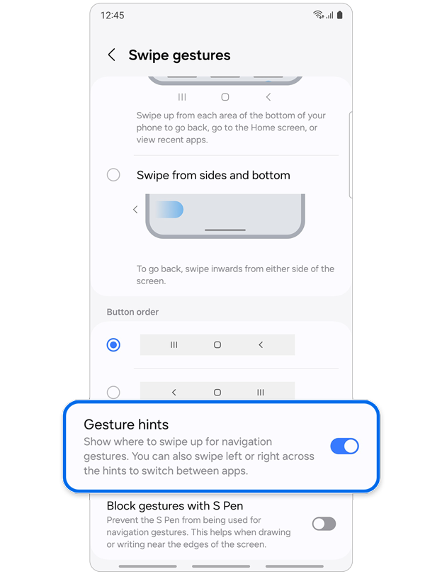 How to enable swipe gestures (Swipe from bottom, G... - Samsung Members
