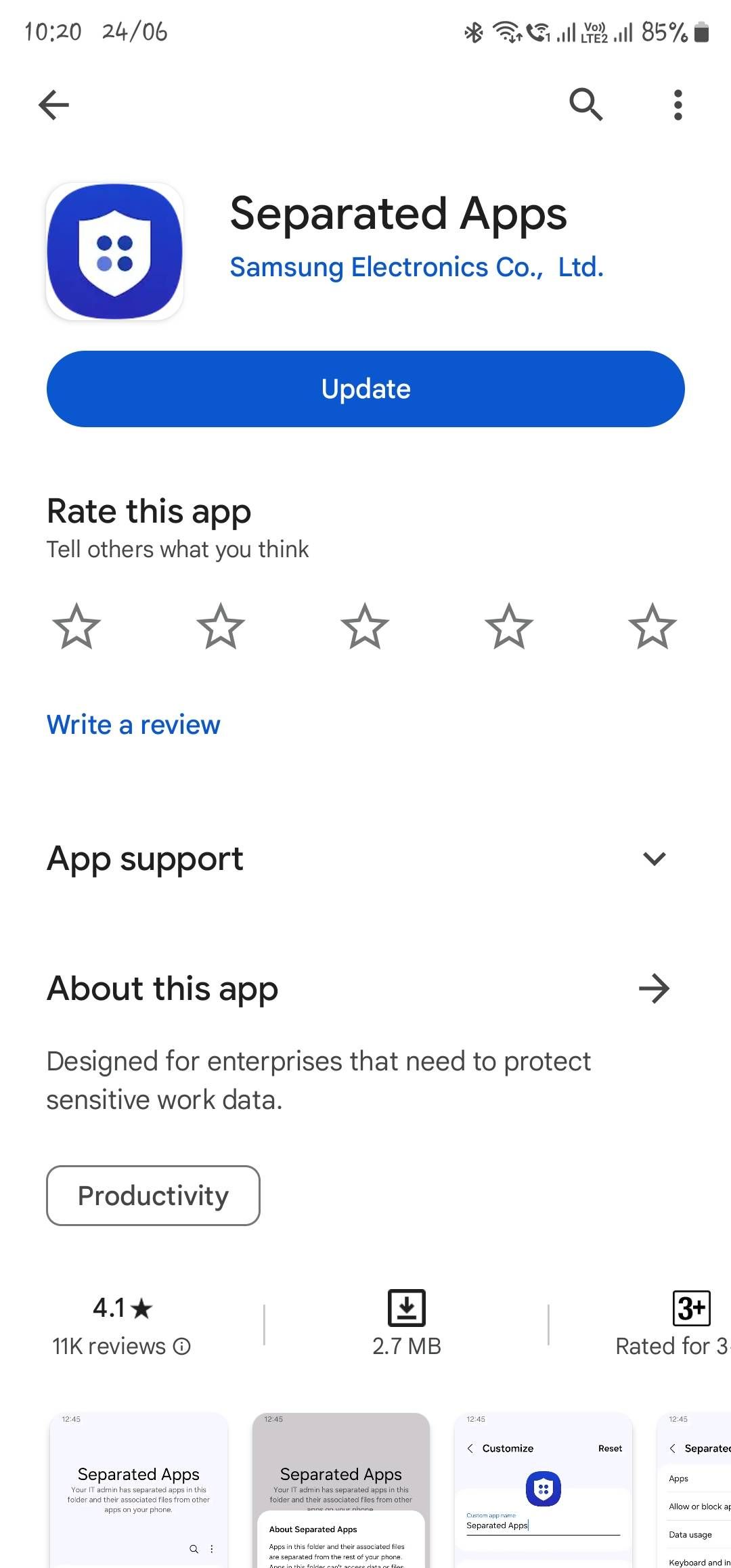Apps update in Play Store (Separated Apps) - Samsung Members