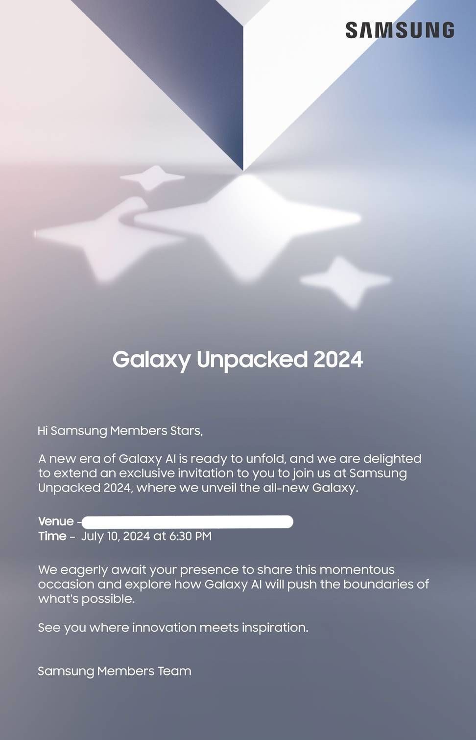 Invitation to Samsung Unpacked 2024 - Samsung Members