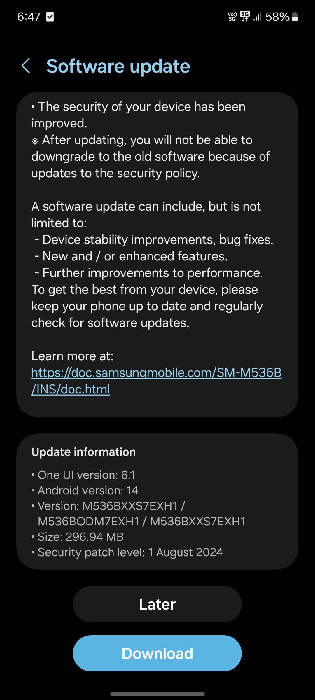 M53 5g got august security patch - Samsung Members