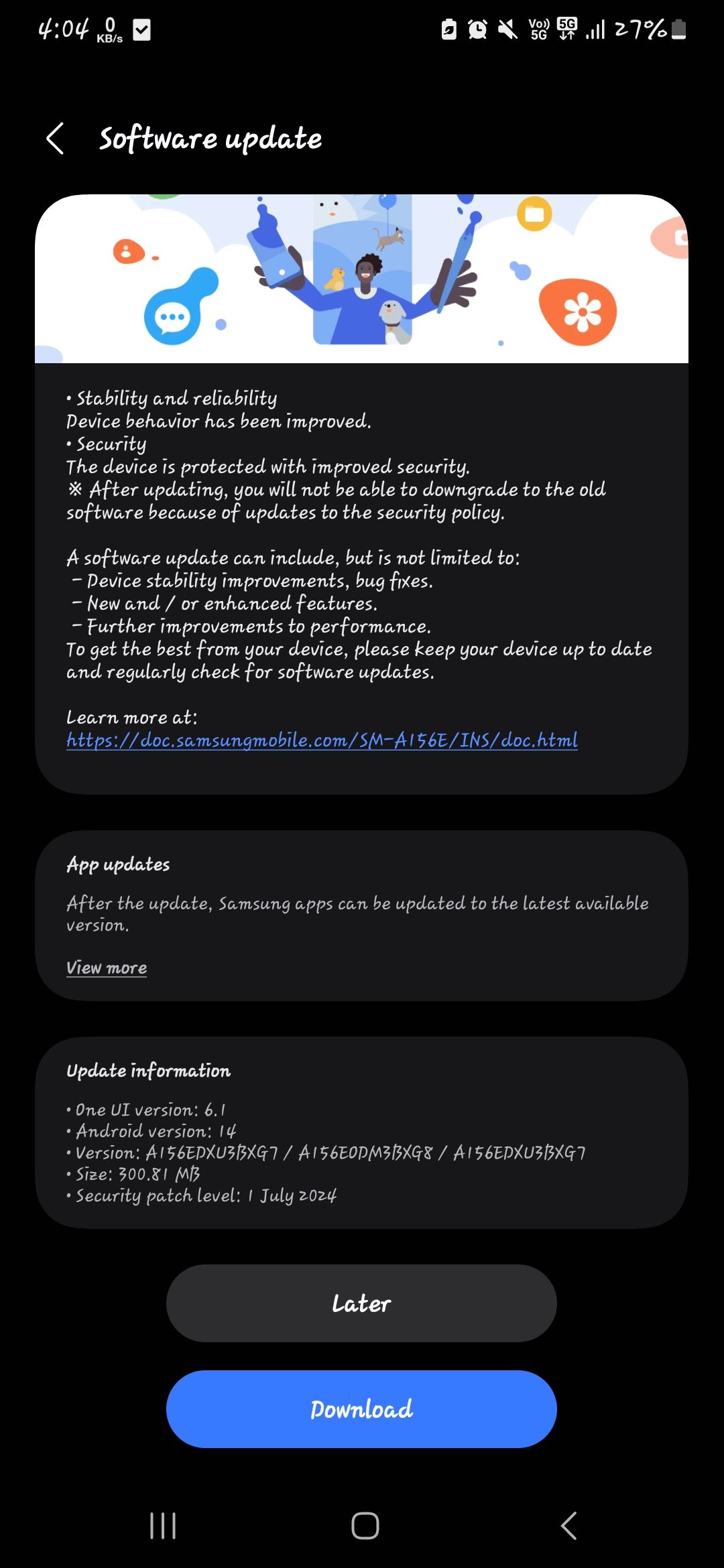 Software update Available For A15 5G Users - Samsung Members