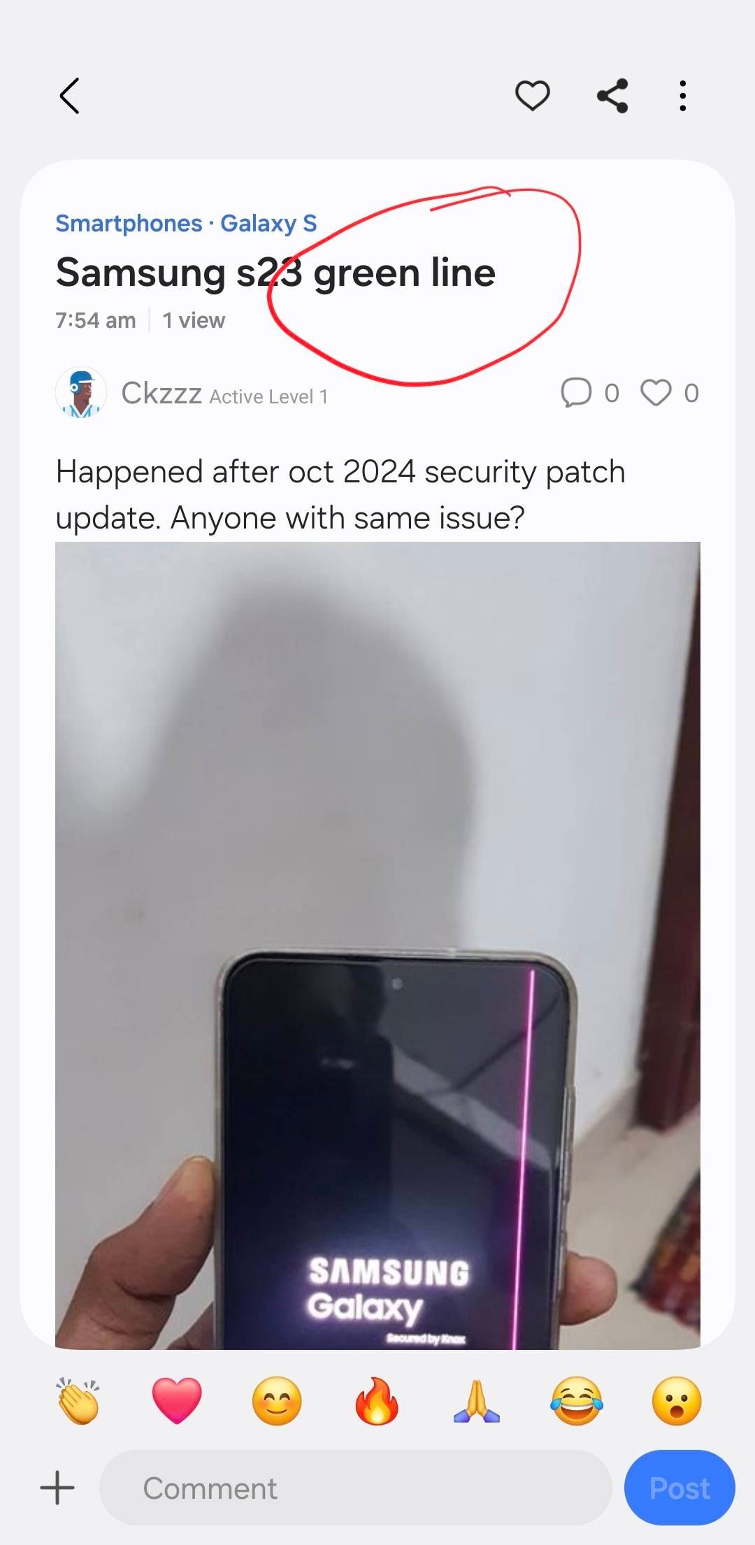 Samsung s23 green line - Samsung Members