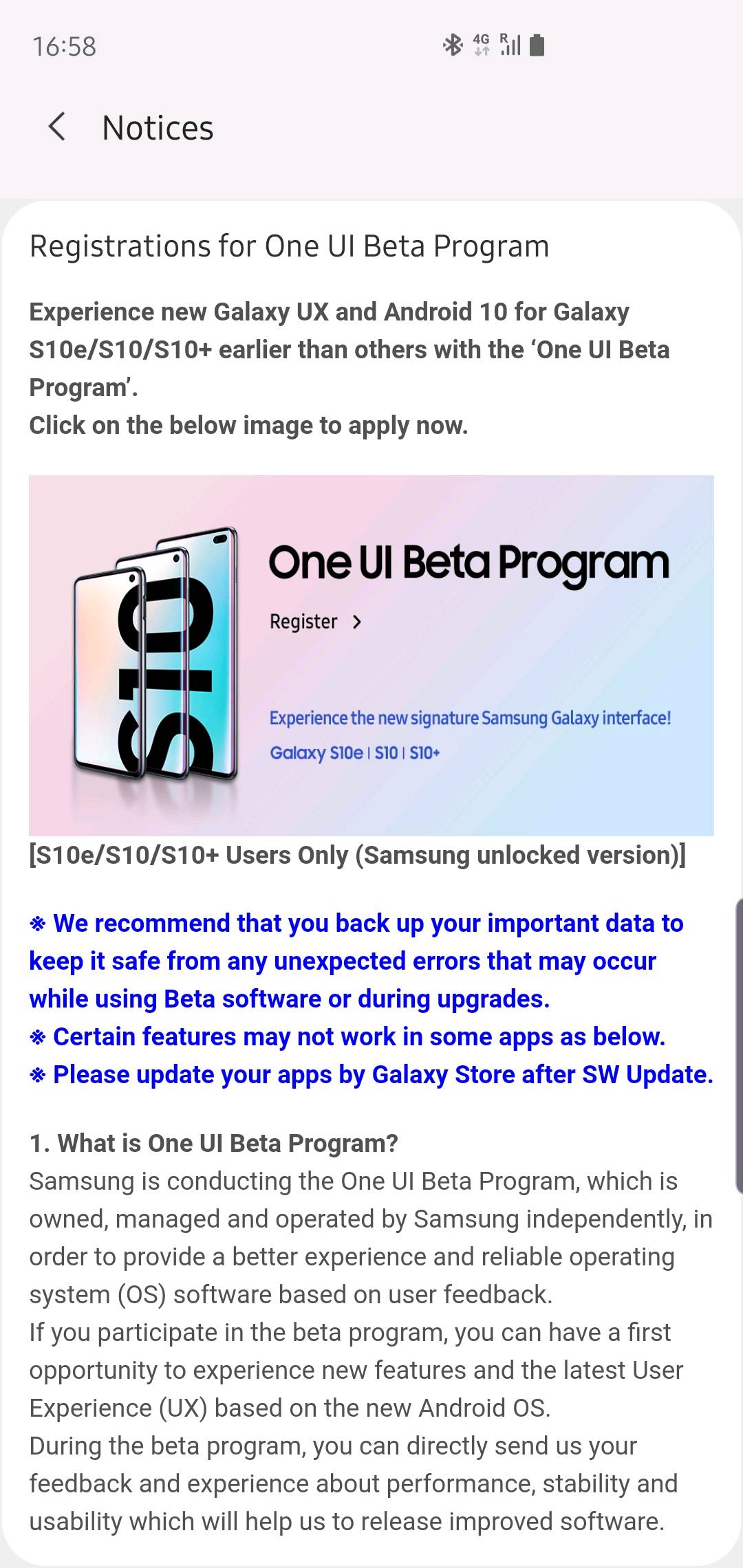 Android 10 Beta Program - Samsung Members