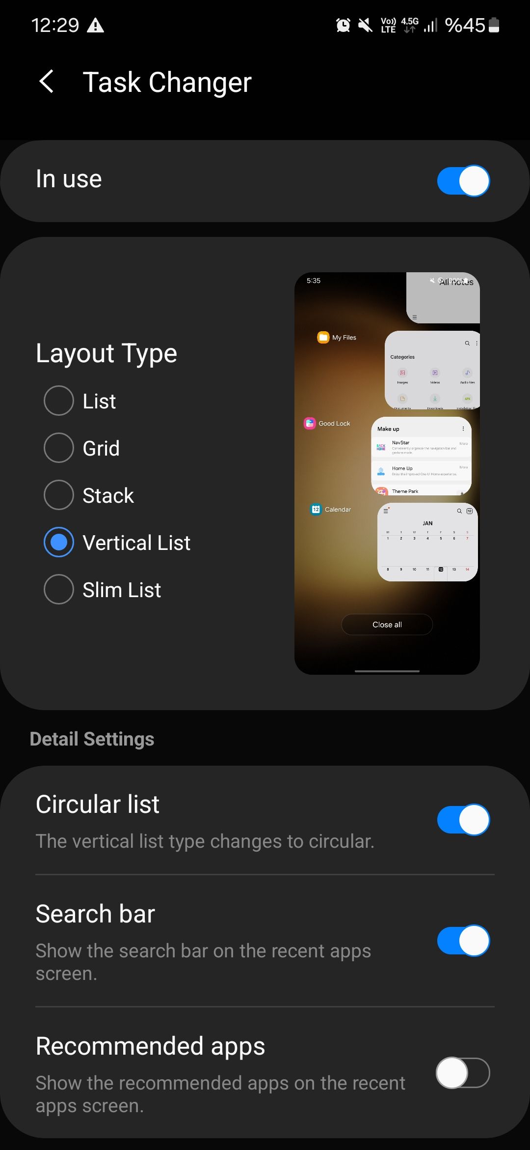 Task changer özelliği - Samsung Members