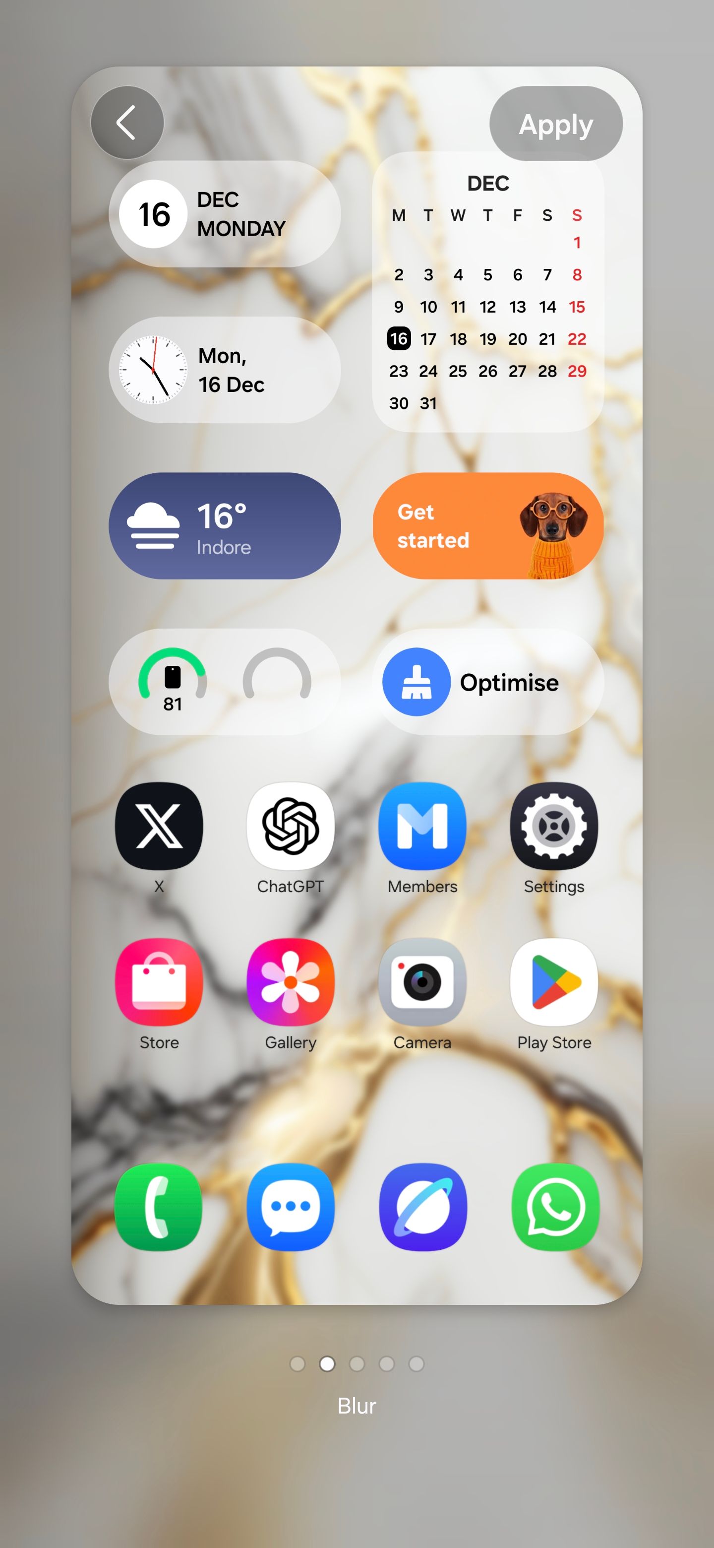 Homescreen blur effect in wallpaper section. - Samsung Members