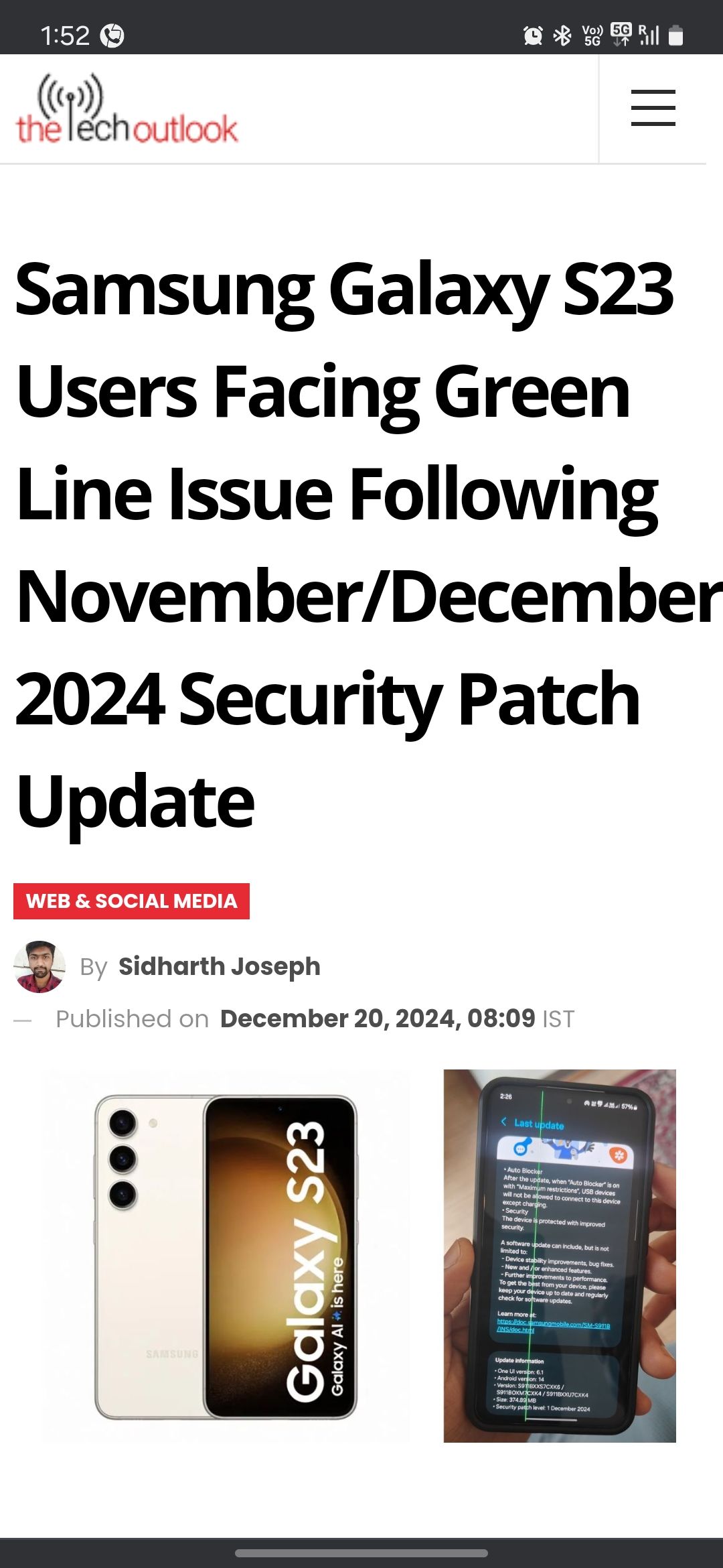 Green Line issue in S23 - Samsung Members