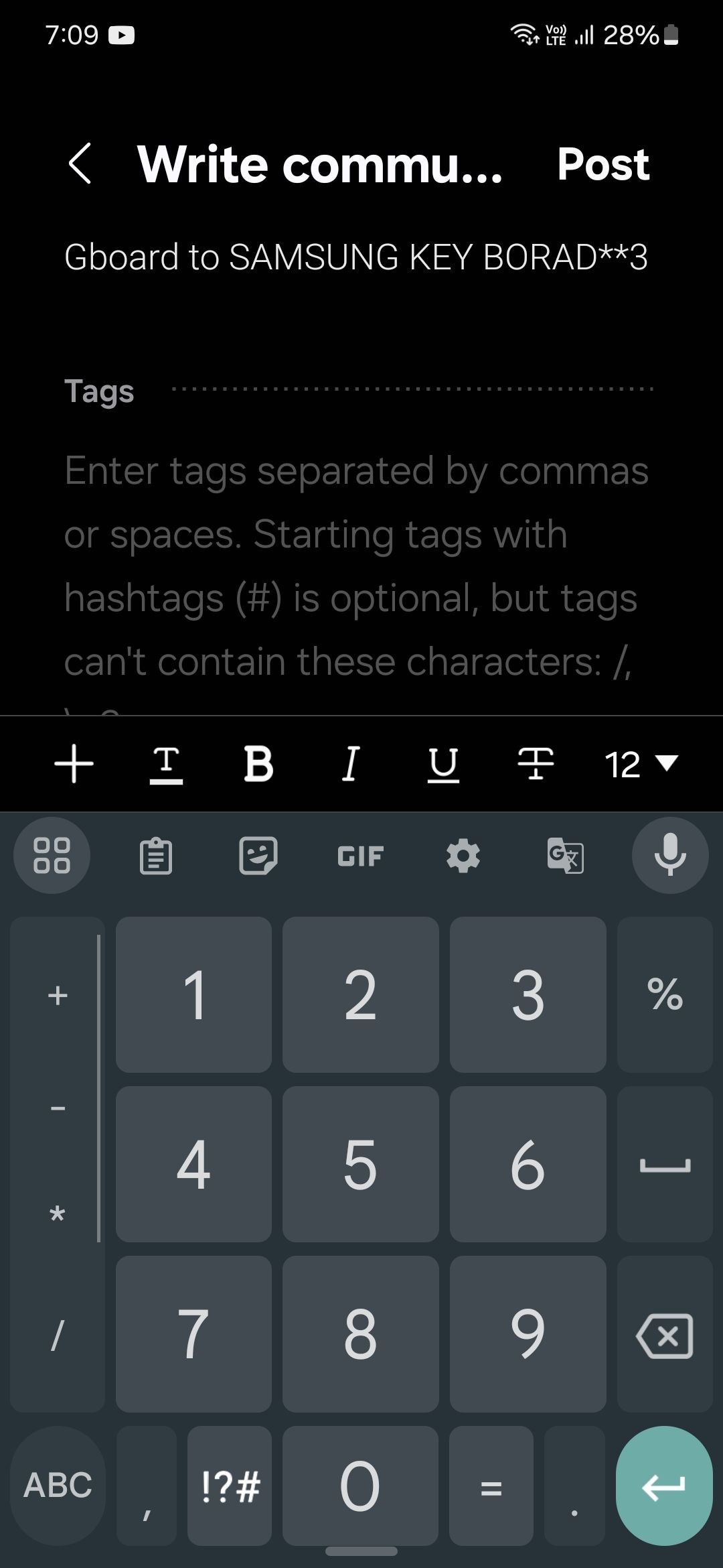 Numeric only key board - Samsung Members