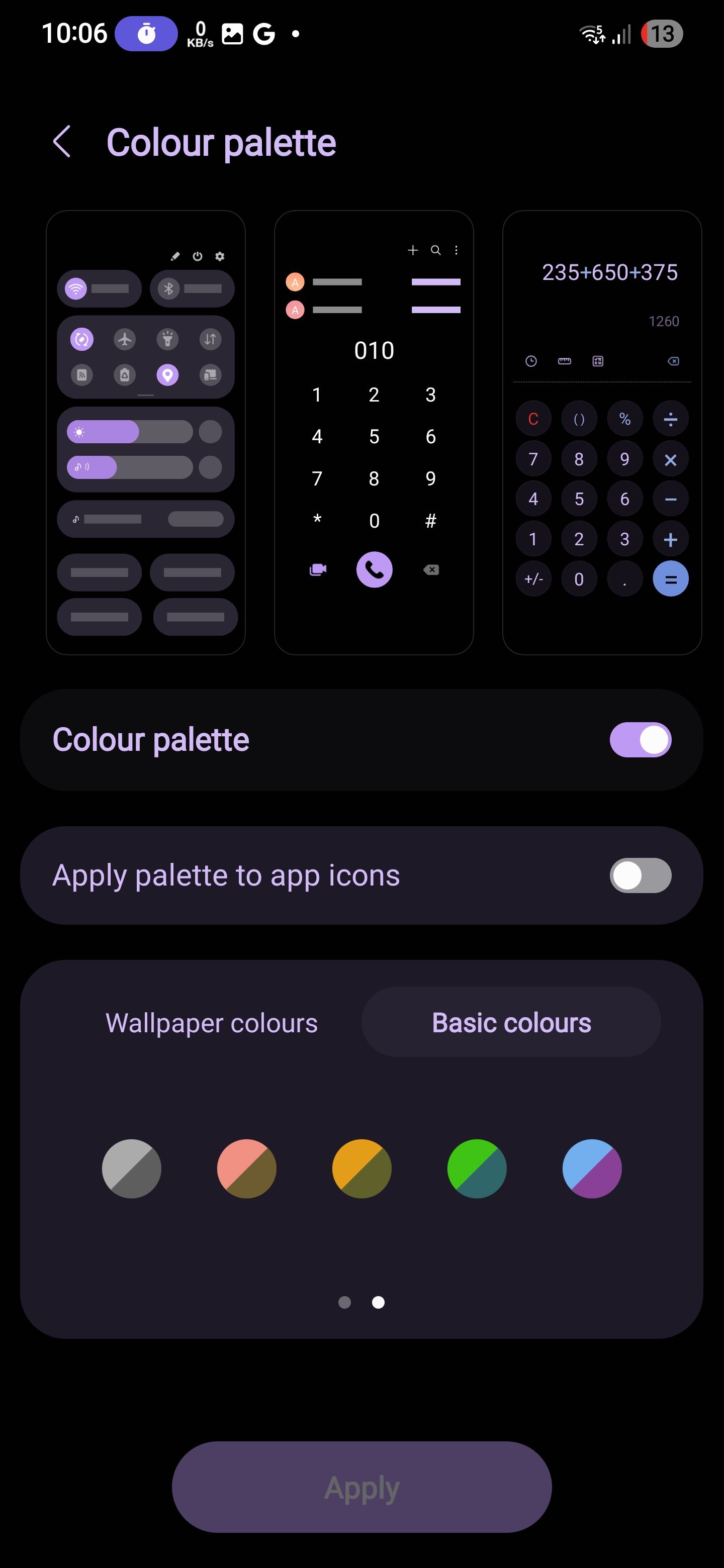 Colour palette customization - Samsung Members