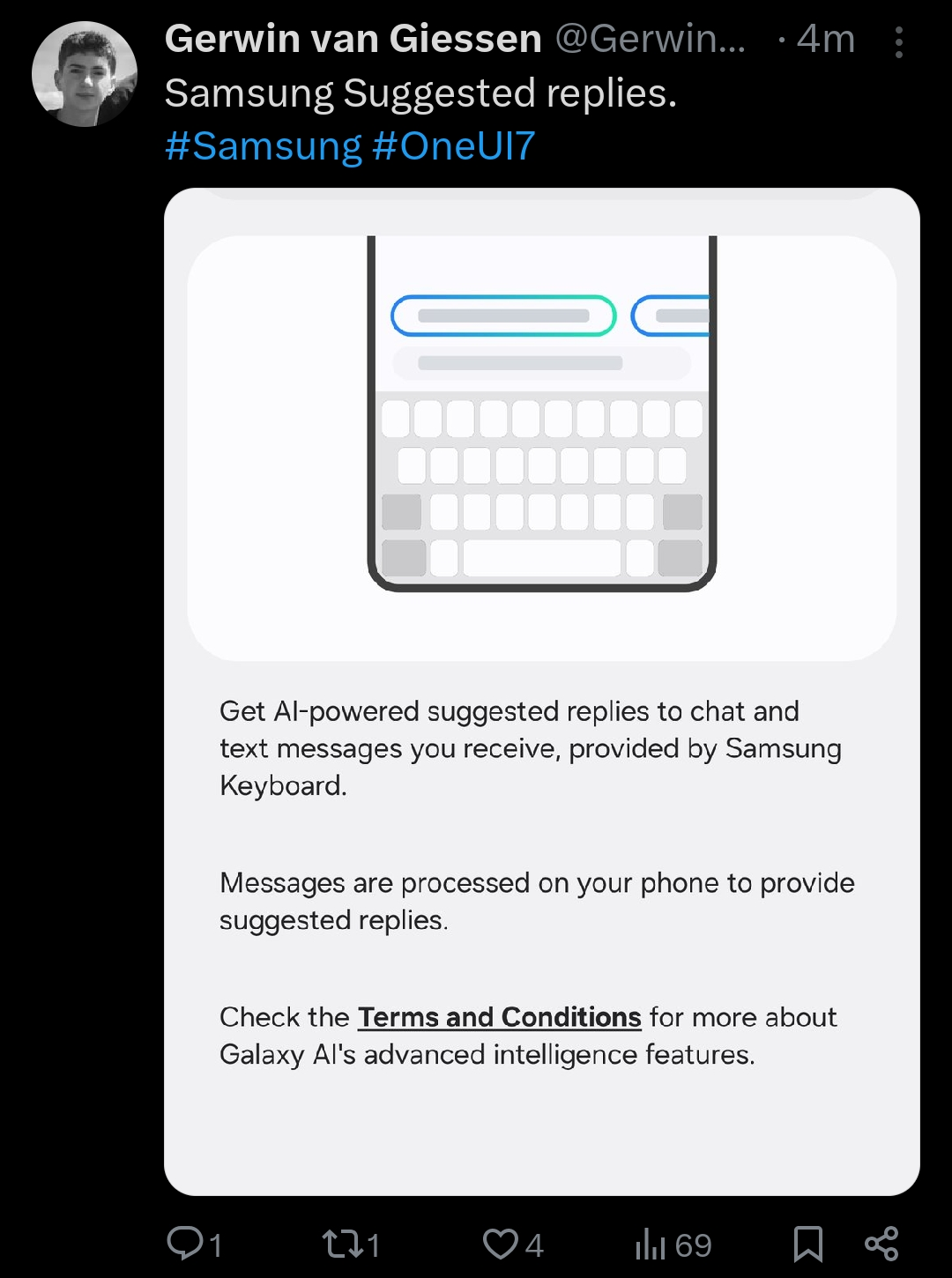 AI suggested replies in One UI 7 - Samsung Members