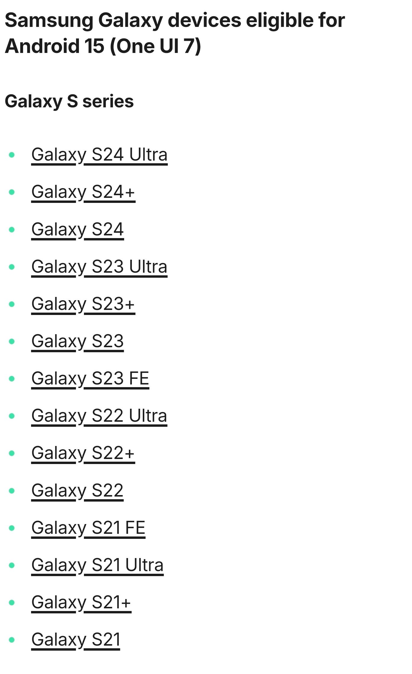 One UI 7.0 S series devices eligible for Android 1... - Samsung Members
