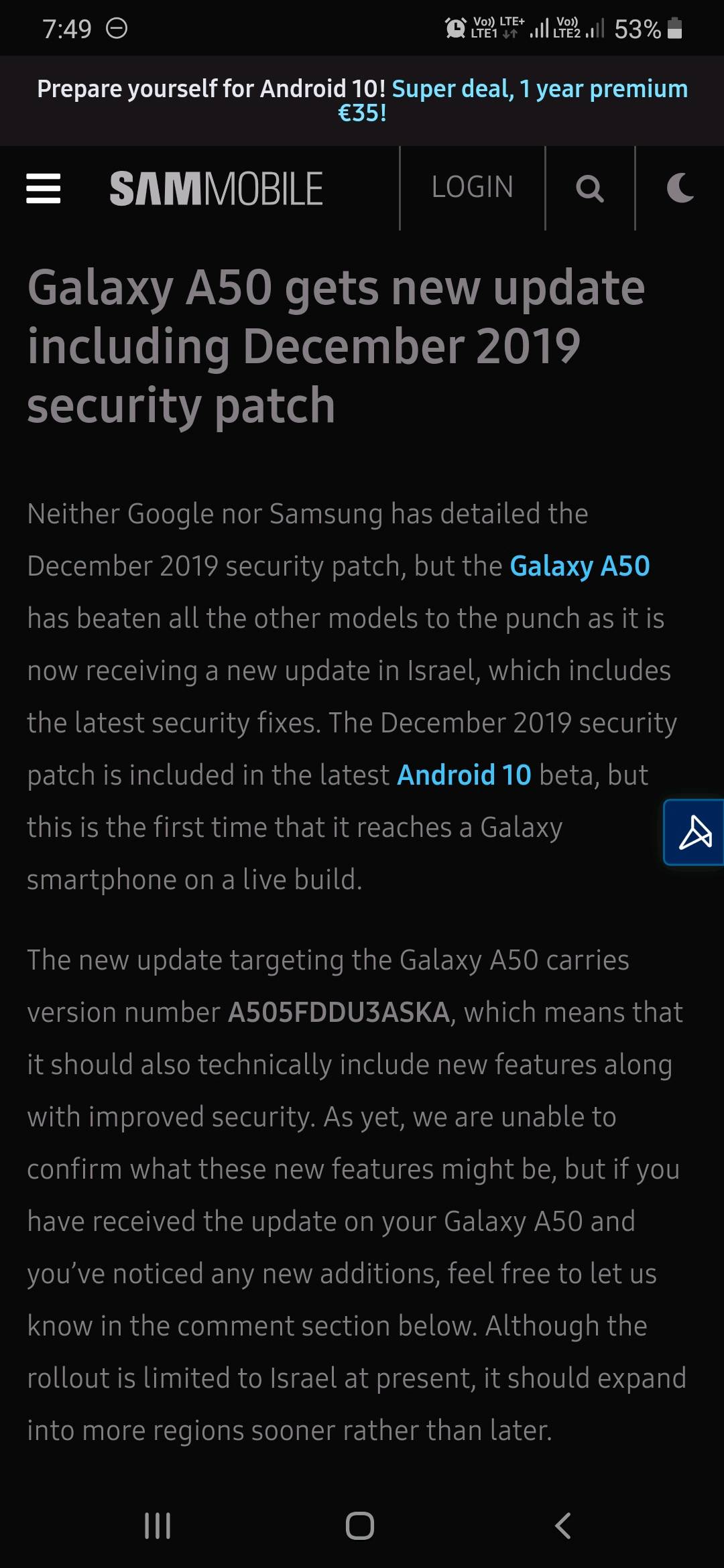 galaxy a50 December update - Samsung Members