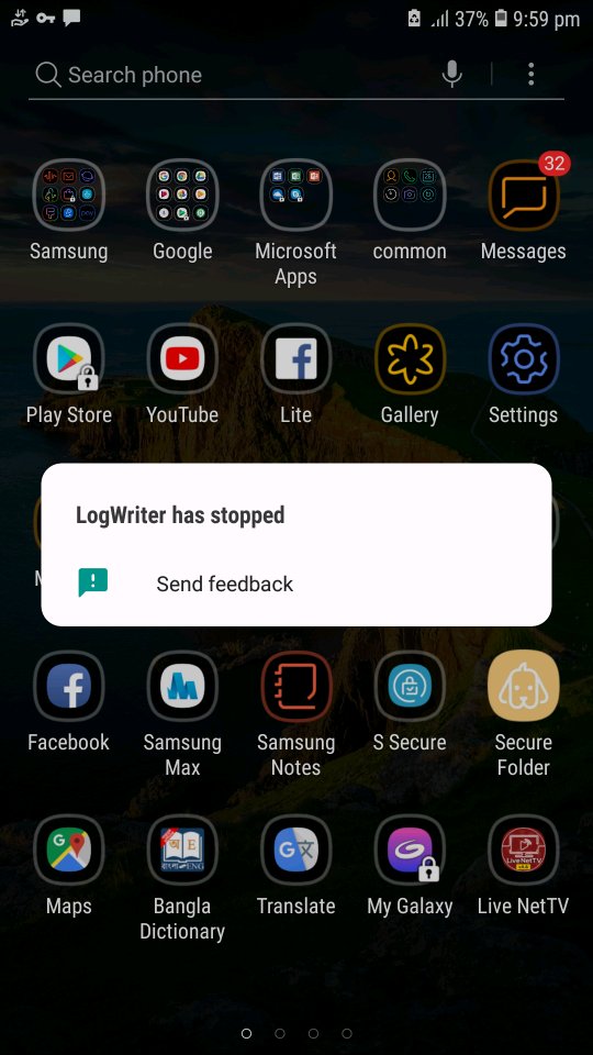 Logwriter has stopped - Samsung Members